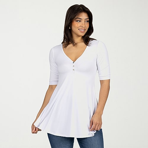 Click here for 24seven Comfort Apparel Womens V Neck Elbow Sleeve... prices