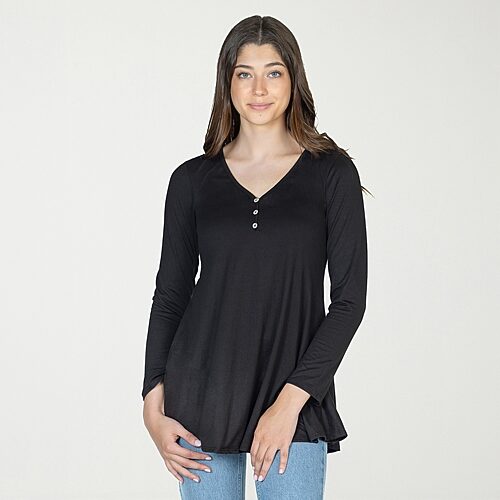 Click here for Womens 24/7 Comfort Apparel Flared Long Sleeve Hen... prices