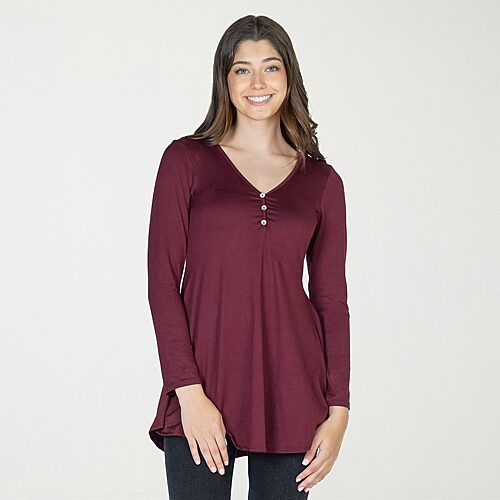 Click here for Womens 24/7 Comfort Apparel Flared Long Sleeve Hen... prices