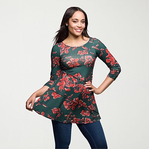 Click here for Womens 24/7 Comfort Apparel Green Floral 3/4 Sleev... prices