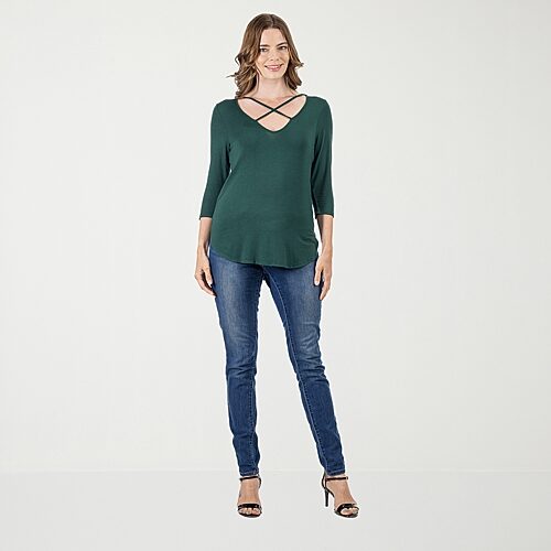Click here for Womens 24/7 Comfort Apparel Crisscross Round Hemli... prices