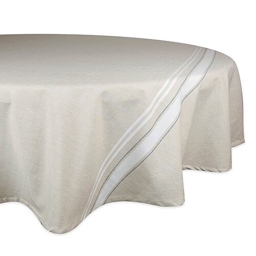 Click here for Chambray French Stripe Tablecloth 70 Round - White prices