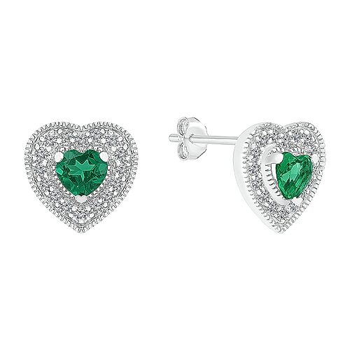 Click here for Lab Created Green Emerald Sterling Silver 9.5mm He... prices