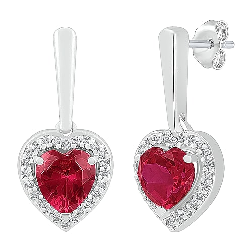 Click here for Womens Lab Created Red Ruby Sterling Silver Heart... prices