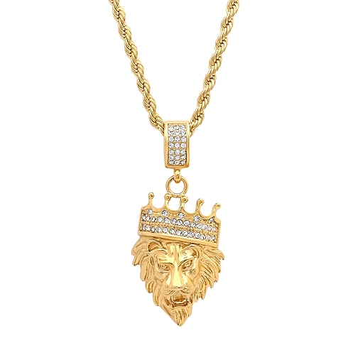 Click here for Steeltime Lion Head Mens 1/2 CT. T.W. White Cubic... prices