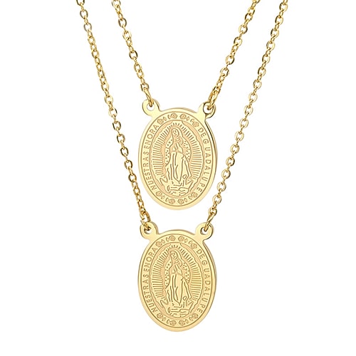 Click here for Steeltime Lady Of Guadalupe Mens 18K Gold Over Sta... prices