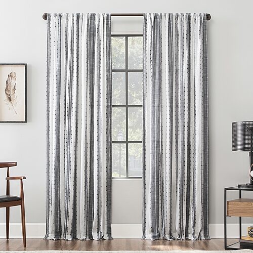 Click here for Slub Texture Stripe Cotton Curtain - Coal prices