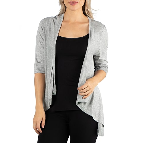 Click here for 24/7 Comfort Apparel 3/4 Length Sleeve Open Cardig... prices