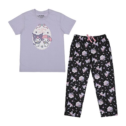 Click here for Womens Kuromi Plush Crew Neck Short Sleeve 2-pc. P... prices