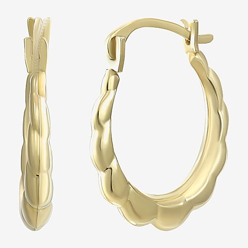 Click here for Small Scalloped Edge Hoop Earrings 10K Gold  One S... prices