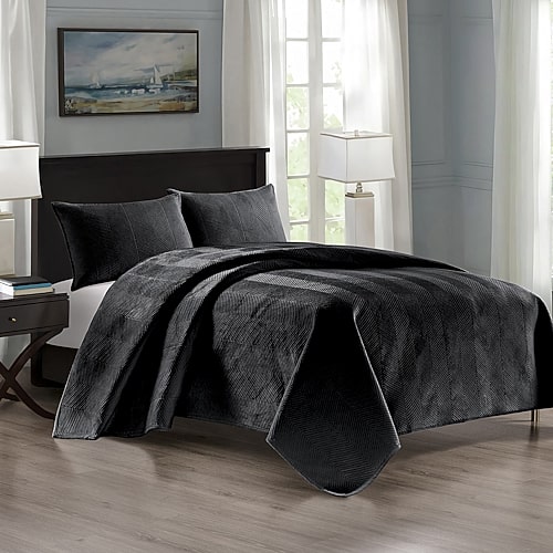 Click here for Pointehaven Velvet Chevron Design Oversized Quilt... prices