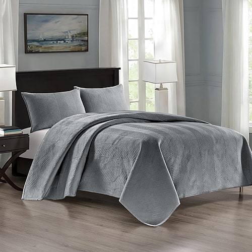 Click here for Pointehaven Velvet Chevron Design Oversized Quilt... prices