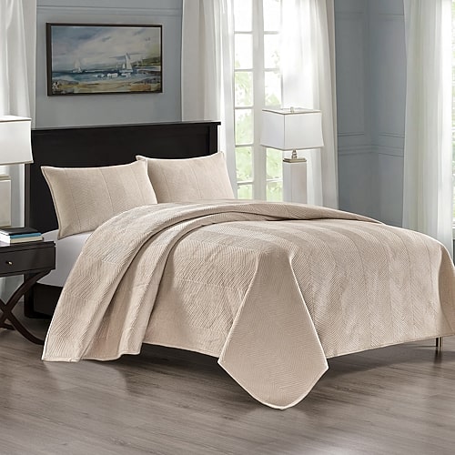 Click here for Pointehaven Velvet Chevron Design Oversized Quilt... prices
