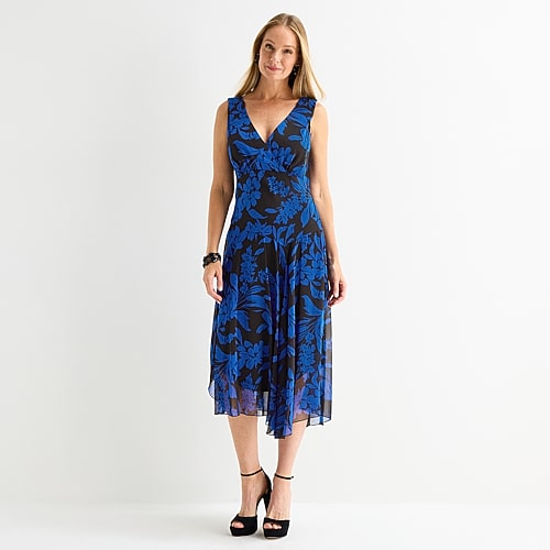 Click here for Connected Apparel Womens Midi V Neck Sleeveless Fl... prices