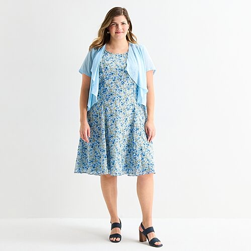 Click here for Plus Size Perceptions Short Sleeve Ditsy Floral Ja... prices