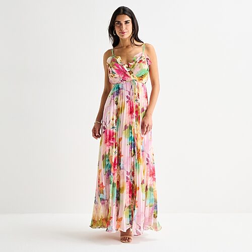 Click here for Melonie T Womens V Neck Sleeveless Floral Evening... prices