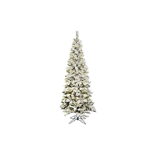 5.5 Prelit Flocked Pacific Pencil Christmas Tree  One Size  White