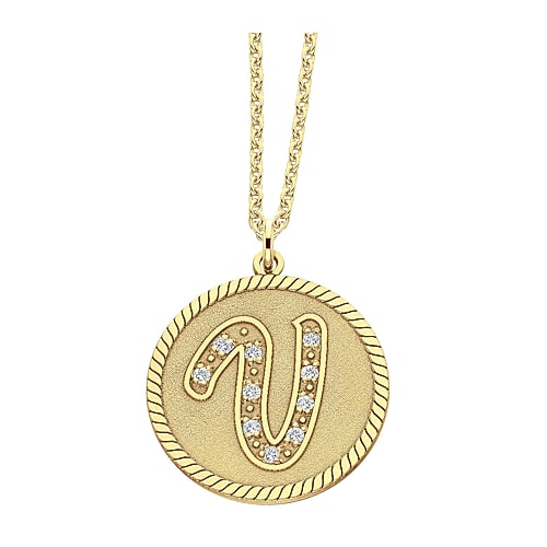 Click here for Personalized 14K Gold Over Silver Initial Pendant... prices
