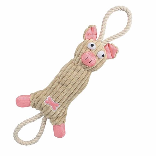The Pet Life Jute And Rope Plush Pig - Pet Toy  One Size  Pink