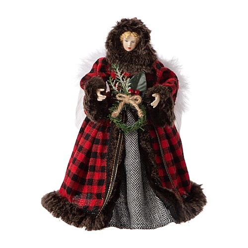 Click here for Glitzhome 12 Plaid Angel Tree Topper  One Size  Mu... prices