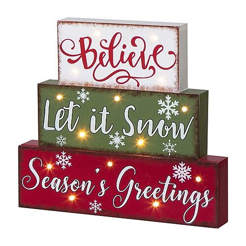 Click here for Glitzhome Led Lighted Wooden & Metal Block Lighted... prices