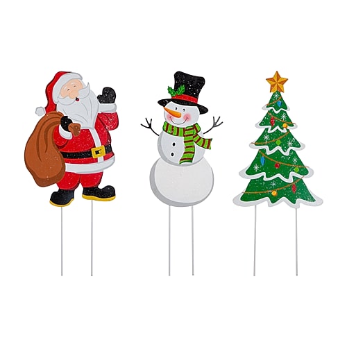 Click here for Glitzhome Snowman Santa Tree 3-Pc. Christmas Yard... prices