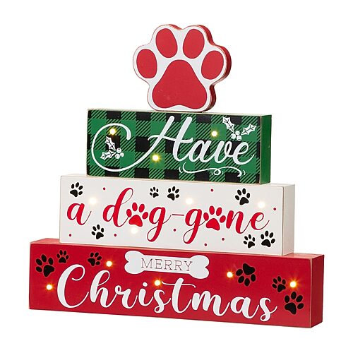 Click here for Glitzhome Pet Block Wood Sign Christmas Tabletop D... prices
