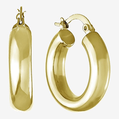Click here for 14kt. Gold over Brass 20mm Hi-Polished Tube Hoop E... prices