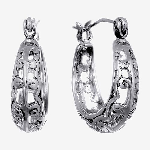Click here for Silver Reflections Womens 18mm Hoop Earrings  One... prices