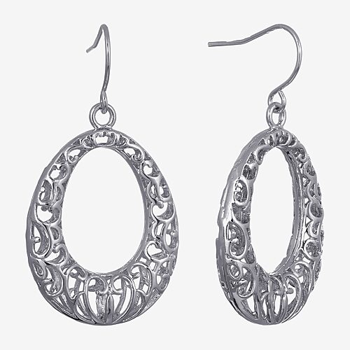 Silver Reflections Womens Pure Silver Over Brass Oval Drop Earrings  One Size