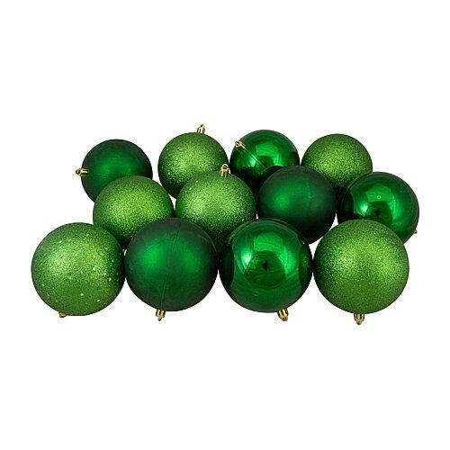 Click here for 12ct Xmas Green Shatterproof 4-Finish Christmas Ba... prices