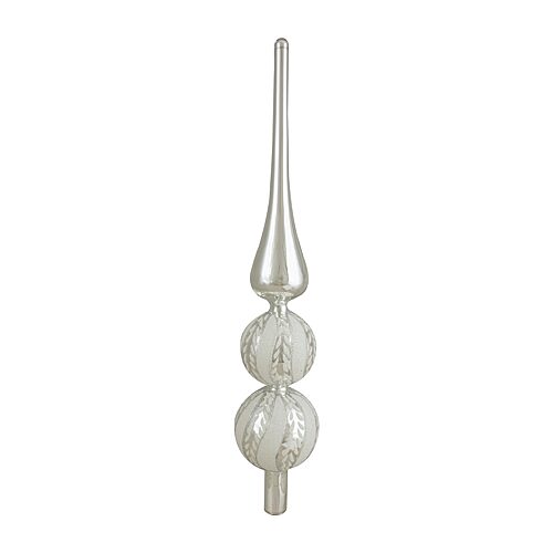 Click here for 14.75 Silver and White Glitter Glass Finial Christ... prices