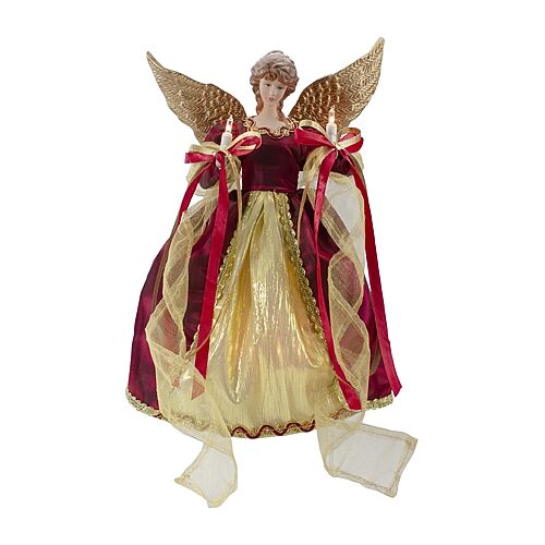 Click here for 13.5 Lighted Red and Gold Angel with Wings Christm... prices