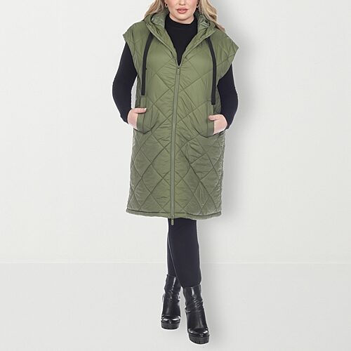 Click here for White Mark Plus Size Diamond Quilted Hooded Puffer... prices