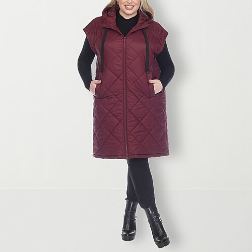 Click here for White Mark Plus Size Diamond Quilted Hooded Puffer... prices