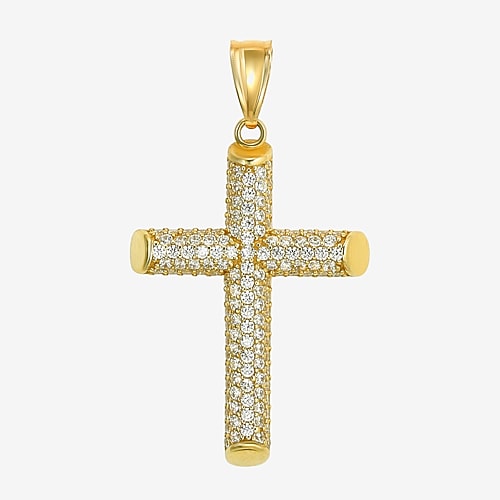 Click here for Mens White Cubic Zirconia 14K Gold Cross Pendant... prices