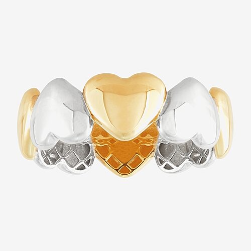 Click here for Womens 8.5MM 10K Two Tone Gold Heart Band  7 prices