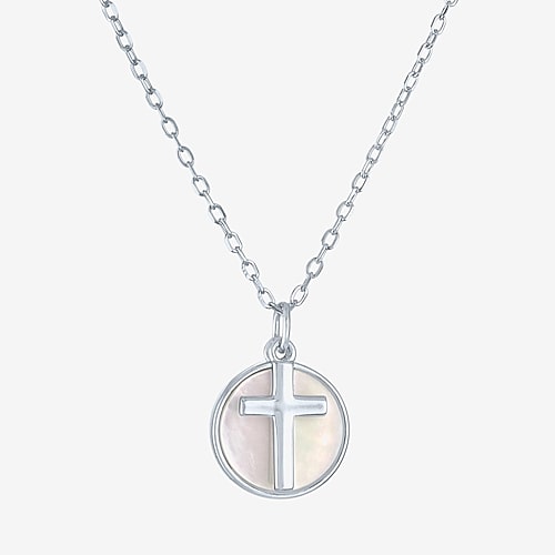 Click here for Womens White Mother Of Pearl Sterling Silver Cross... prices