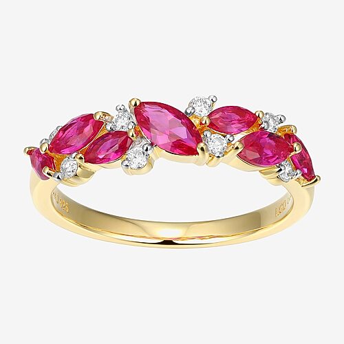 Click here for 2MM Gemstone 18K Gold Over Silver Band  8  Ruby prices