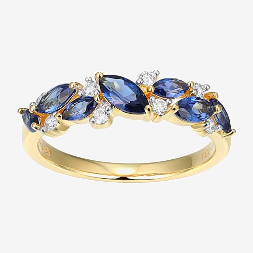 Click here for 2MM Gemstone 18K Gold Over Silver Band  6  Sapphir... prices