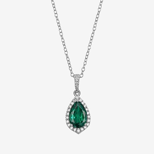 Click here for Womens Gemstone Sterling Silver Pear Pendant Neckl... prices