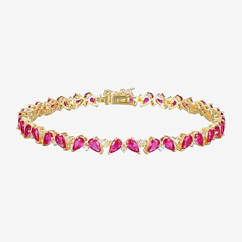 Click here for Gemstone 18K Gold Over Silver 7.25 Inch Tennis Bra... prices