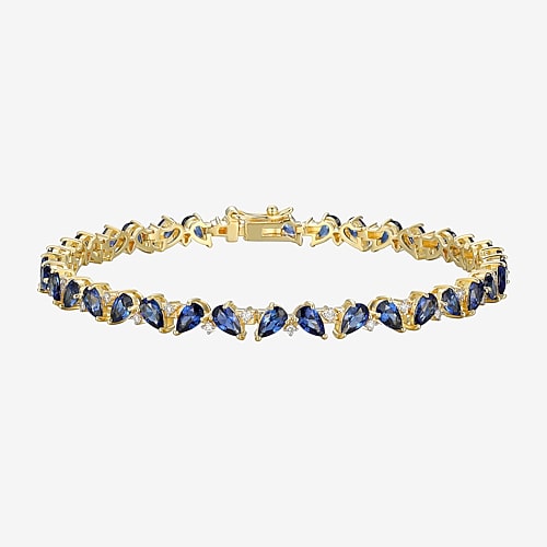 Click here for Gemstone 18K Gold Over Silver 7.25 Inch Tennis Bra... prices
