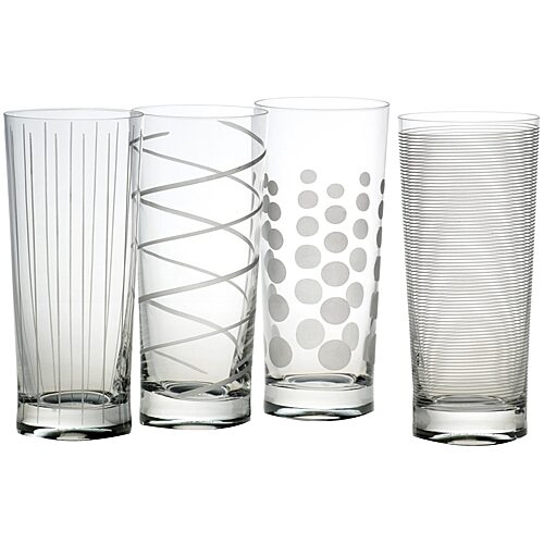 Mikasa Cheers Patterned Highball Glasses  Set of 4