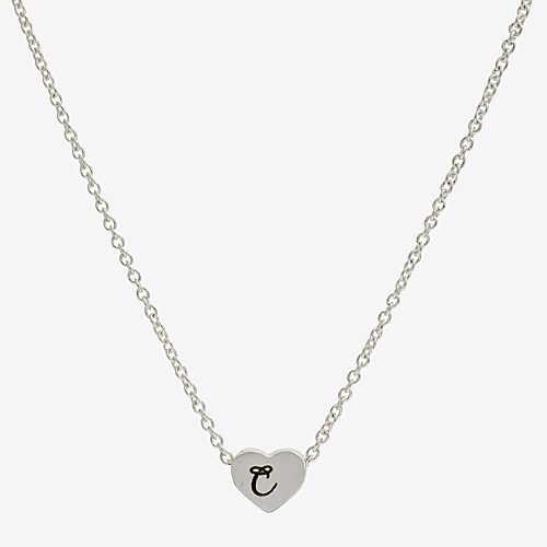 Sparkle Allure Initial Womens Pure Silver Over Brass Heart 16 Inch Pendant Necklace  One Size  C
