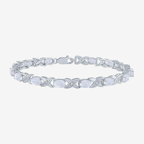 Click here for Womens Diamond Accent Lab Created White Opal Sterl... prices
