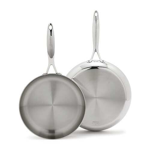 GreenPan Valencia Pro Stainless Steel Uncoated 2-Pc. Frypan Set - Silver