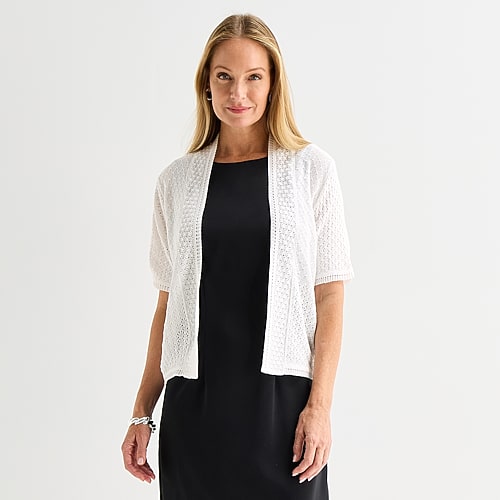 Click here for Womens Perceptions Short Sleeve Solid Novelty Stit... prices