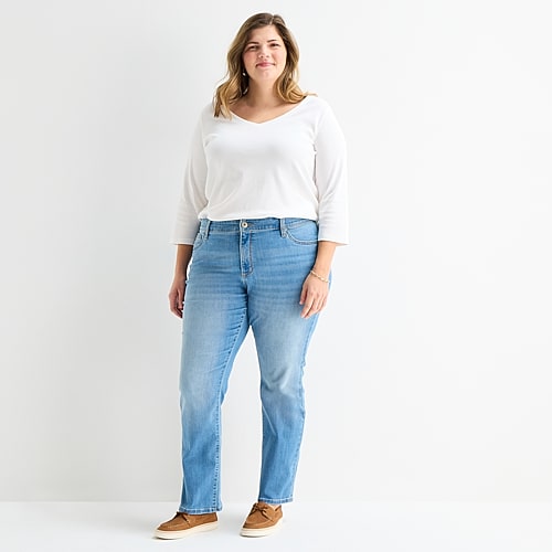 Click here for St. Johns Bay Womens Mid Rise Secretly Slender Str... prices
