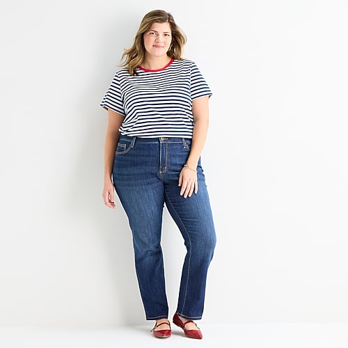 Click here for St. Johns Bay Womens Mid Rise Secretly Slender Str... prices